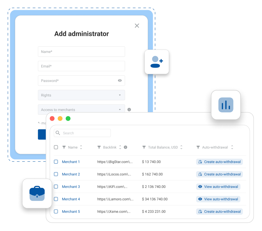 Merchant account and crypto-wallet for business